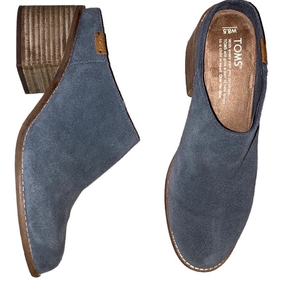 Toms | Shoes | Toms Leila Gray Suede Almond Toe Stacked Wooden Block ...